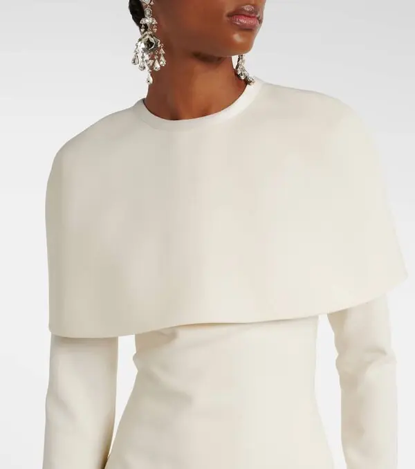 Safiyaa Caped Crepe Midi Dress
