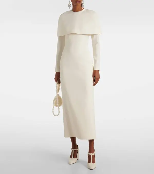 Safiyaa Caped Crepe Midi Dress