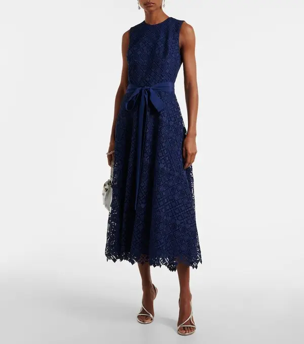 Elie Saab Bow-detail Macrame Midi Dress