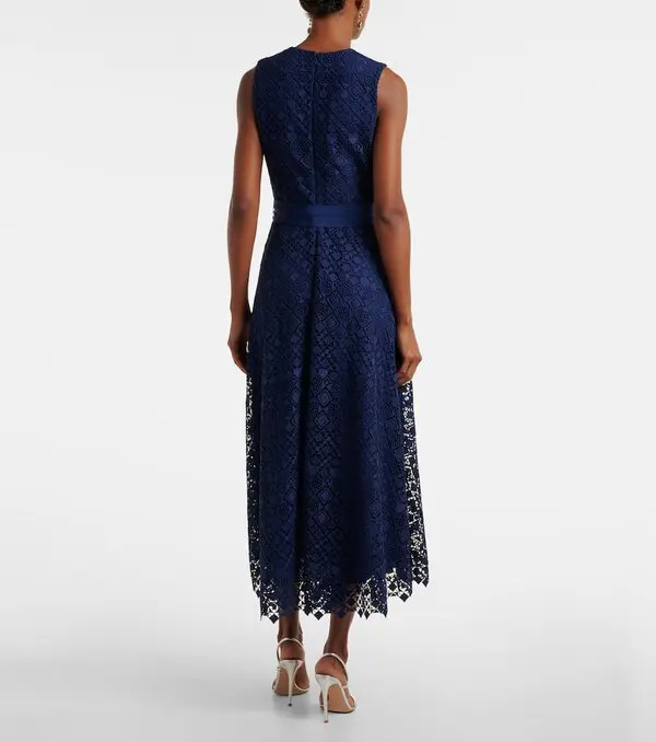Elie Saab Bow-detail Macrame Midi Dress