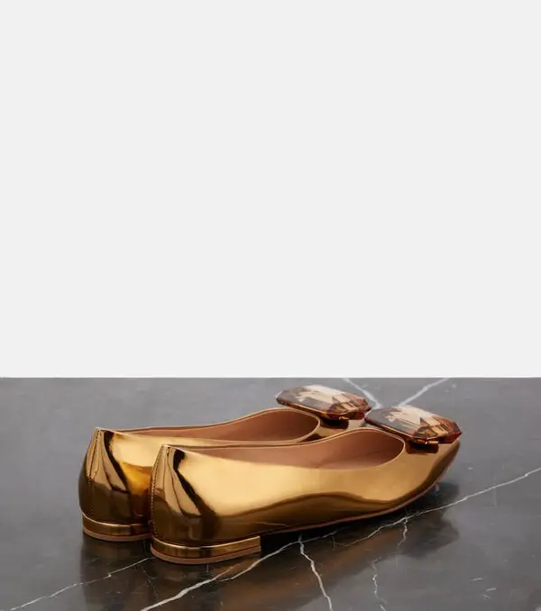GIANVITO ROSSI Jaipur Metallic Leather Ballet Flats