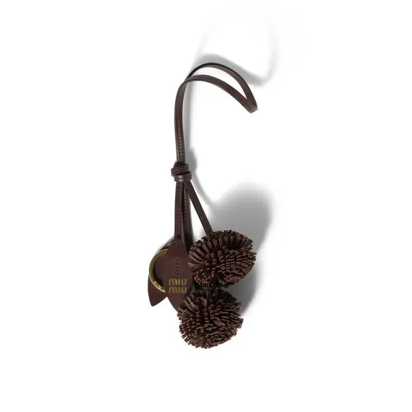 Miu Miu Trick Leather Keyring - Briarwood