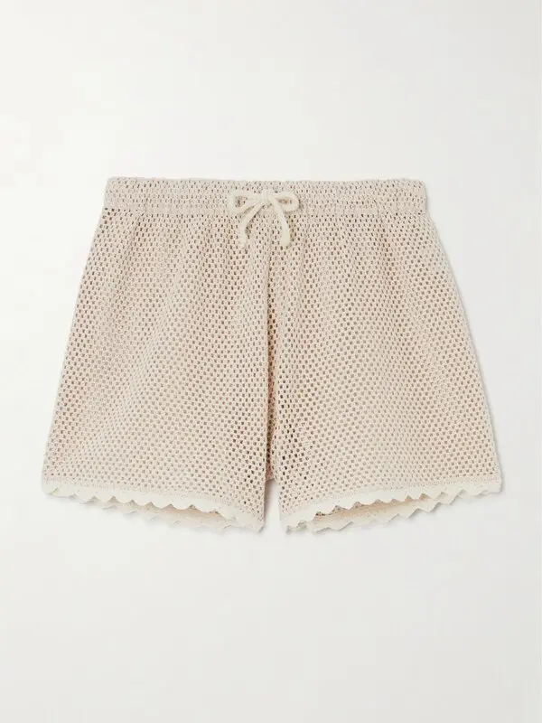 Sea Sally Crocheted Cotton Shorts - Brown