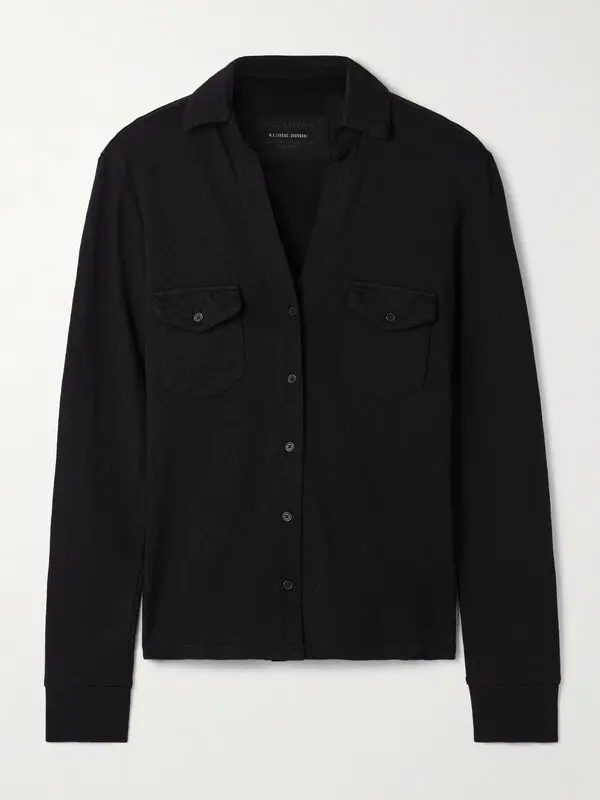 NILI LOTAN Liam Cotton-jersey Shirt - Black