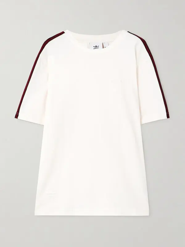 ADIDAS ORIGINALS Wales Bonner Embroidered Webbing-trimmed T-shirt - Neutrals