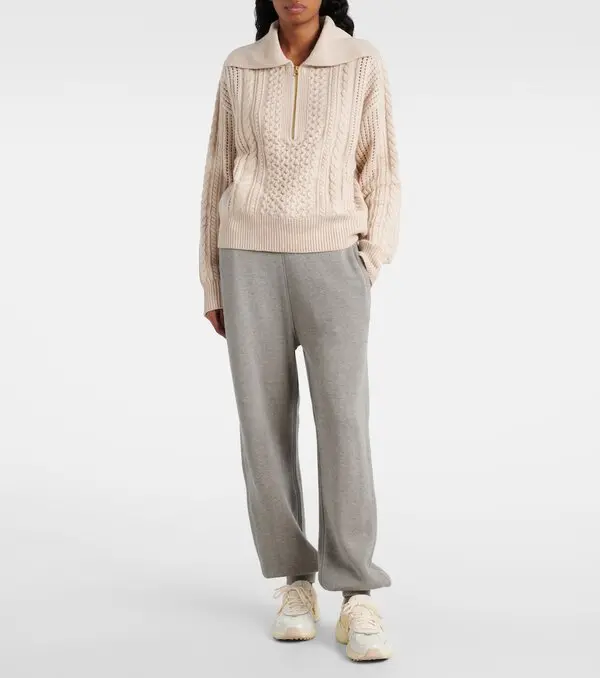 Varley Camello Cable-knit Half-zip Sweater