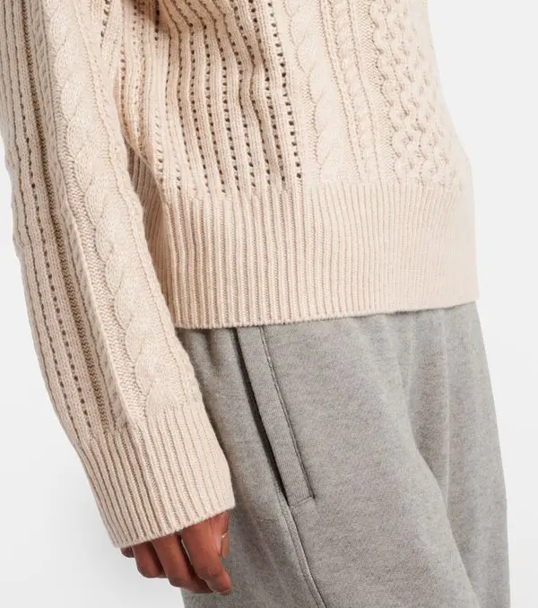 Varley Camello Cable-knit Half-zip Sweater - Beige