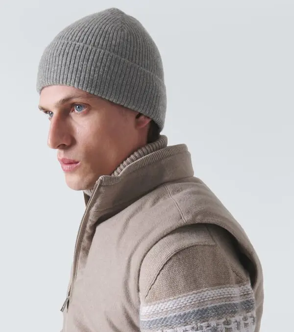 Zegna Ribbed-knit Cashmere Beanie - Grey
