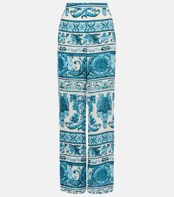 ADRIANA DEGREAS Printed Wide-leg Pants - Blue