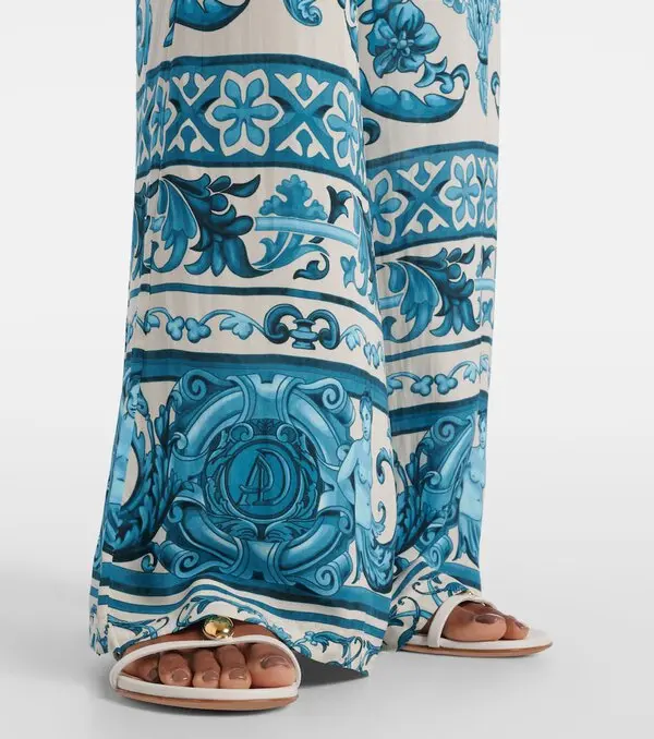 ADRIANA DEGREAS Printed Wide-leg Pants - Blue