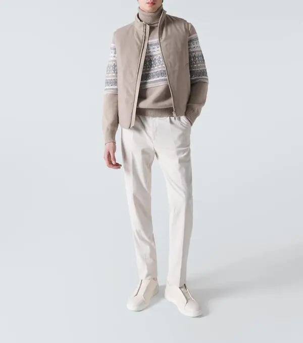 Zegna Jacquard Cashmere Turtleneck Sweater - Beige