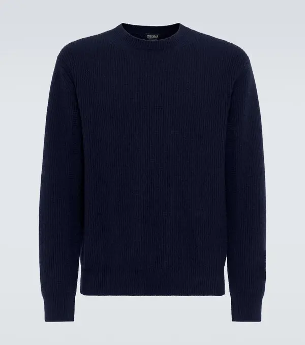 Zegna Ribbed-knit Cashmere Sweater - Blue
