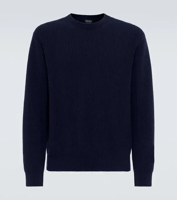 Zegna Ribbed-knit Cashmere Sweater - Blue