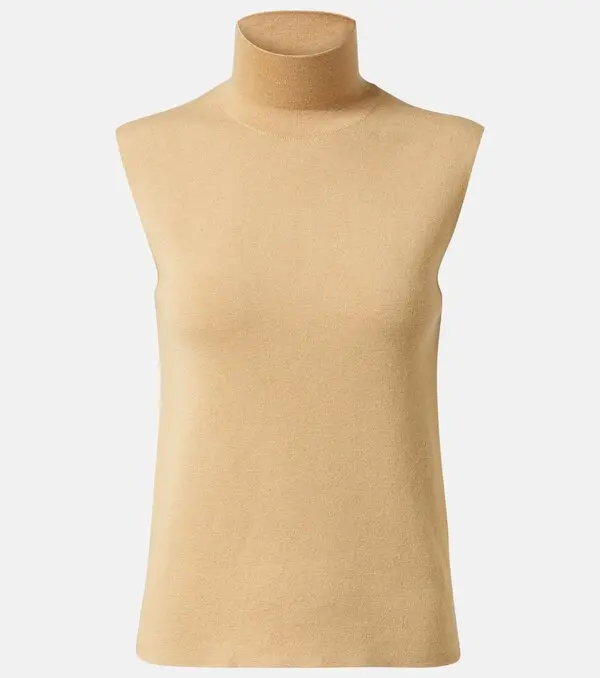 Loro Piana Luciole Cashmere-blend Turtleneck Top - Beige