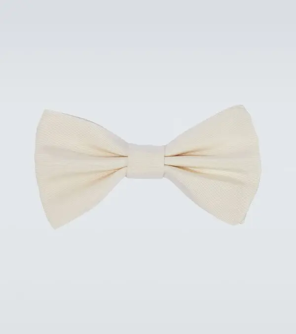 Loro Piana Silk Faille Bow Tie - White