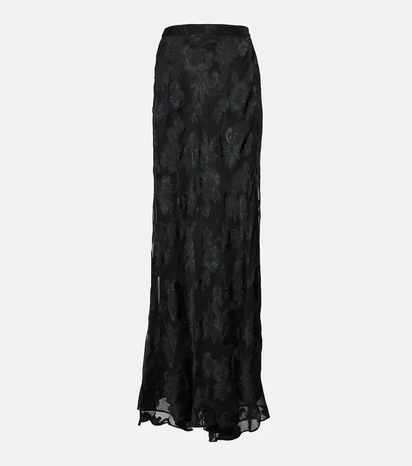 Etro Paisley Satin Maxi Skirt - Black