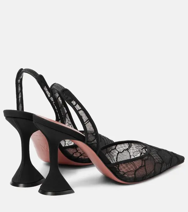 Amina Muaddi Holli 95 Lace Slingback Pumps - Black