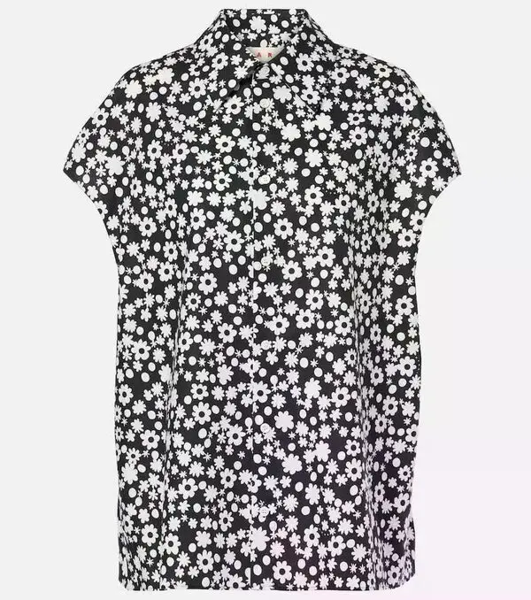 Marni Printed Cotton Poplin Shirt - Black