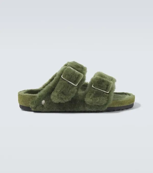 BIRKENSTOCK Arizona Shearling-lined Suede Sandals - Green