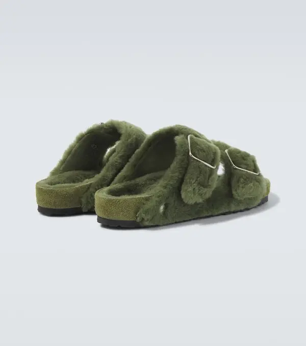 BIRKENSTOCK Arizona Shearling-lined Suede Sandals - Green