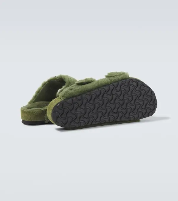 BIRKENSTOCK Arizona Shearling-lined Suede Sandals - Green