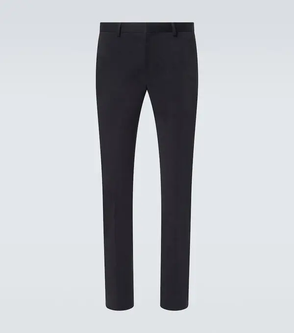 Zegna Winter Mid-rise Cotton Chinos - Black