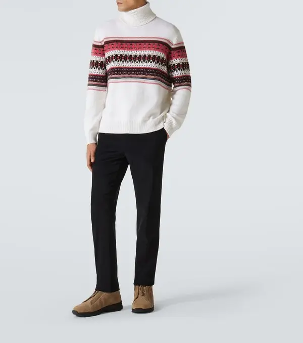 Zegna Winter Mid-rise Cotton Chinos - Black