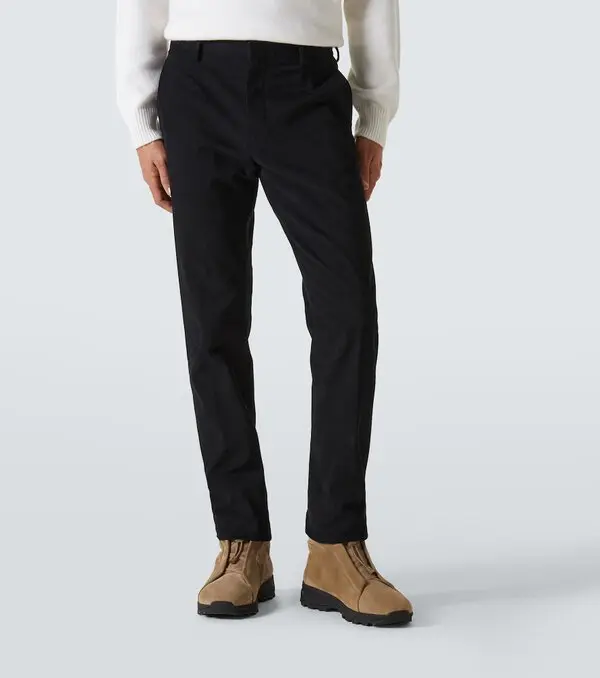 Zegna Winter Mid-rise Cotton Chinos - Black
