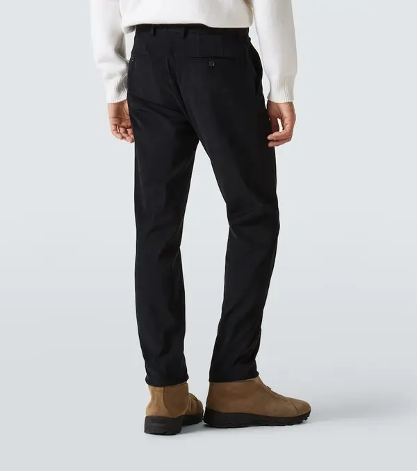Zegna Winter Mid-rise Cotton Chinos - Black