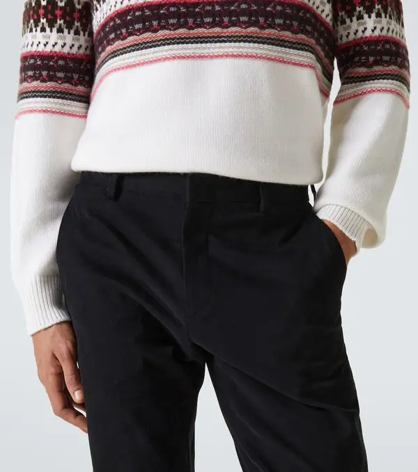 Zegna Winter Mid-rise Cotton Chinos - Black