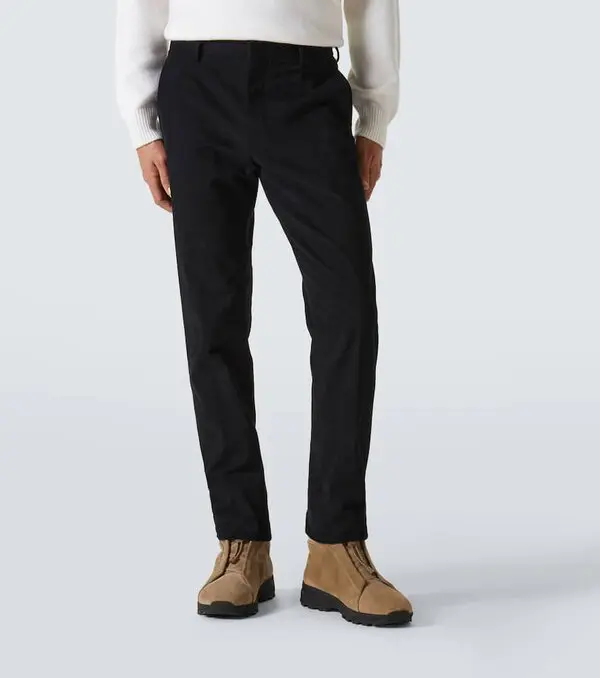 Zegna Winter Mid-rise Cotton Chinos - Black