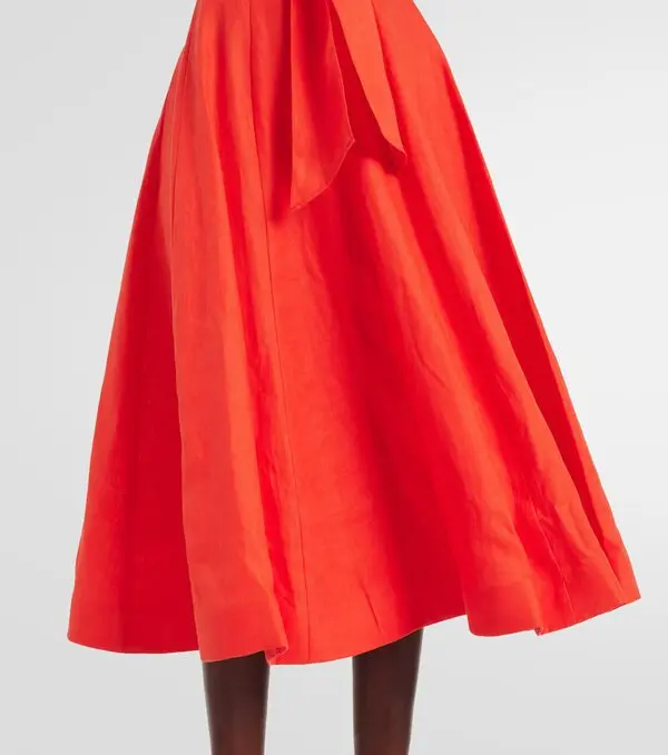 Zimmermann Bow-detailed Linen Midi Dress