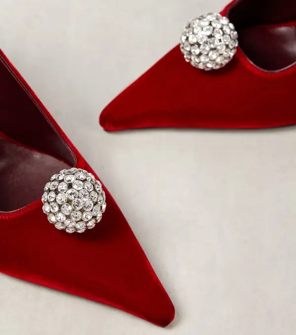 JIMMY CHOO Orb 95 Embellished Velvet Sandals