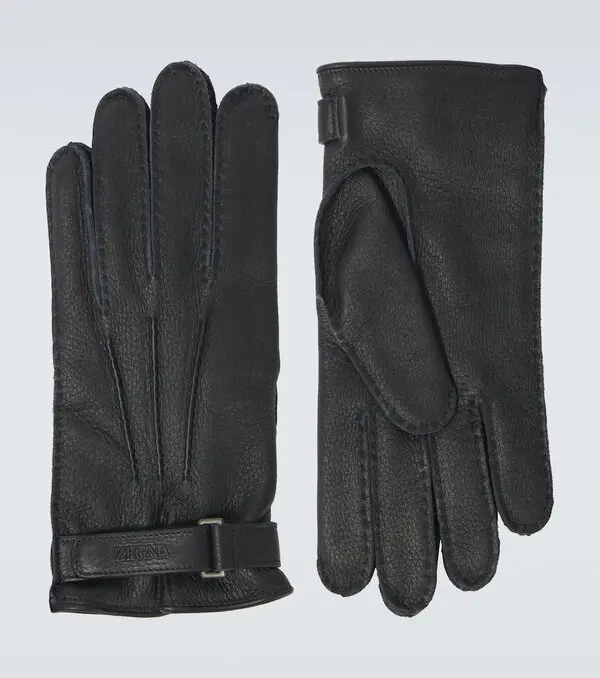 Zegna Embossed Leather Gloves