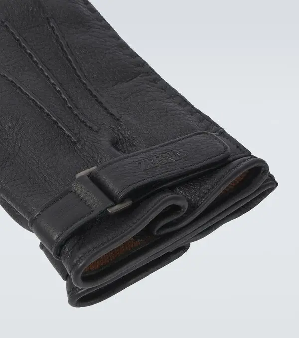 Zegna Embossed Leather Gloves