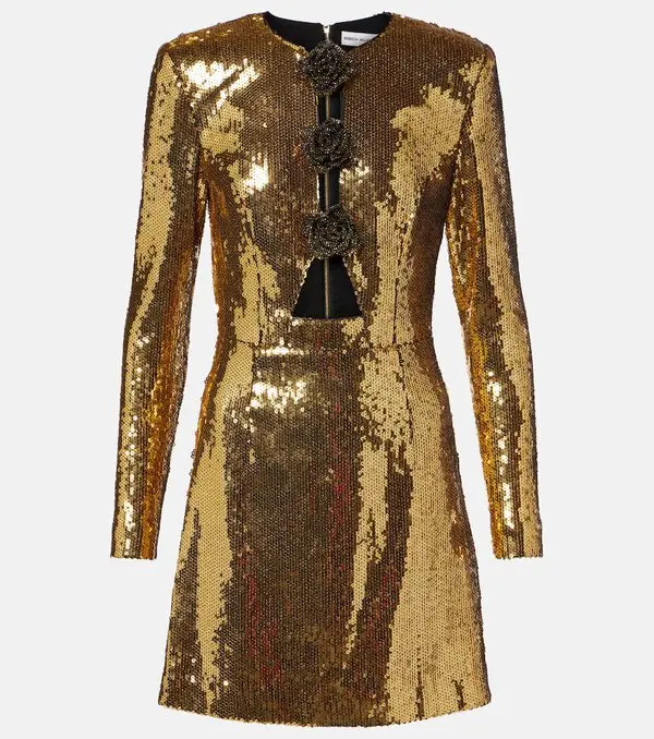 Rebecca Vallance Gloria Floral-appliqué Sequined Minidress