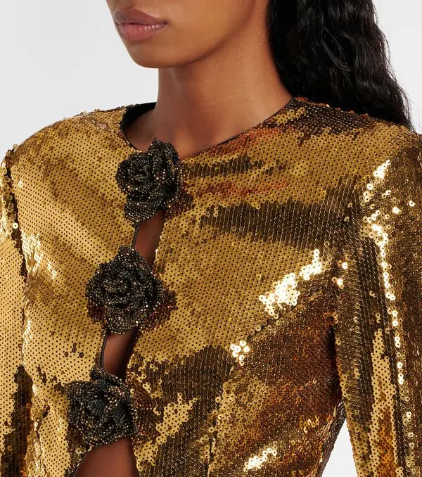 Rebecca Vallance Gloria Floral-appliqué Sequined Minidress