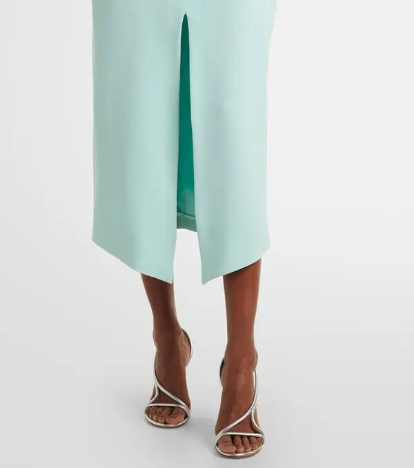 David Koma Off-shoulder Feather-trimmed Midi Dress