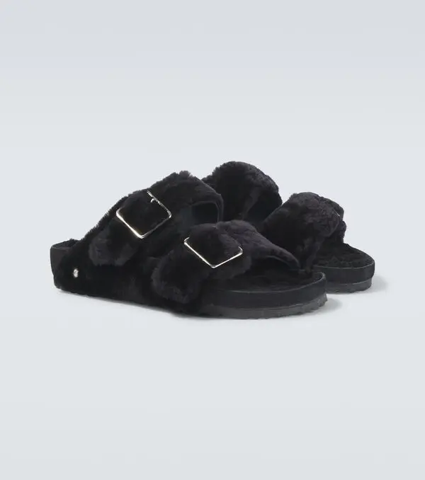 BIRKENSTOCK Arizona 1774 Shearling-lined Suede Sandals - Black
