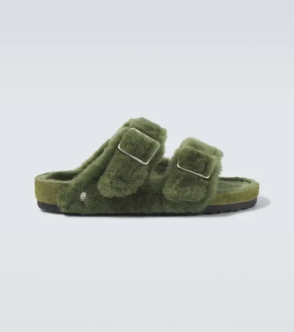 BIRKENSTOCK Arizona 1774 Shearling-lined Suede Sandals - Green