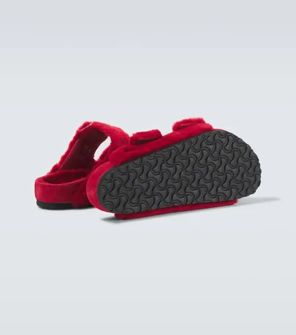 BIRKENSTOCK Arizona 1774 Shearling-lined Suede Sandals - Red