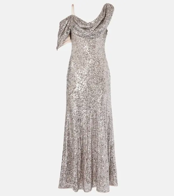 Diane Von Furstenberg Joaquin Sequined Maxi Dress - Beige