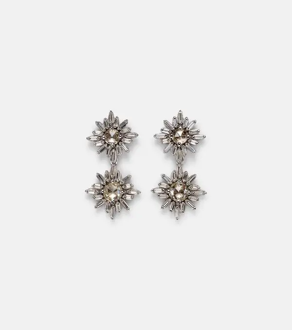 SUZANNE KALAN 18kt White Gold Drop Earrings With Diamonds - Silver