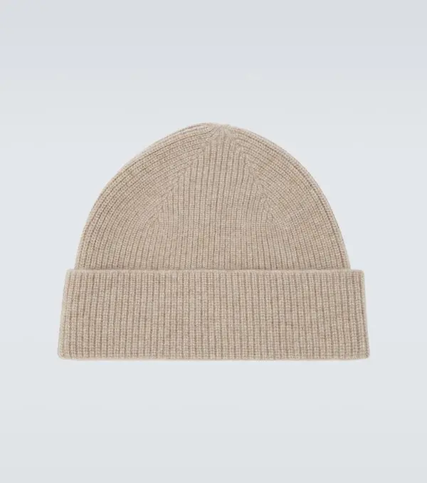Zegna Ribbed Cashmere Beanie - Beige