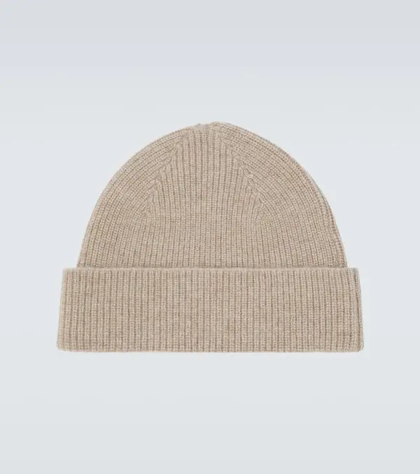 Zegna Ribbed Cashmere Beanie - Beige