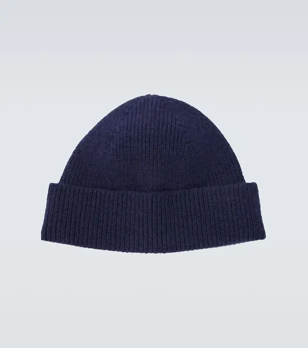 Zegna Ribbed Cashmere Beanie - Blue