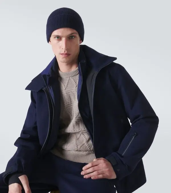 Zegna Ribbed Cashmere Beanie - Blue