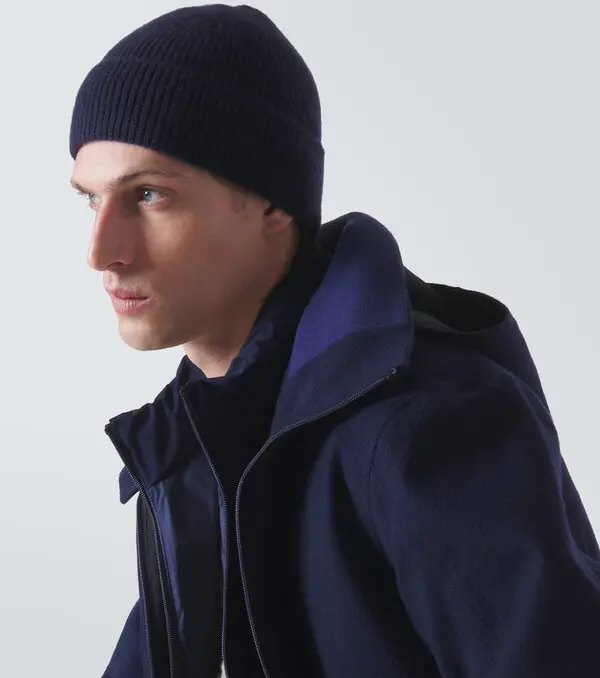 Zegna Ribbed Cashmere Beanie - Blue