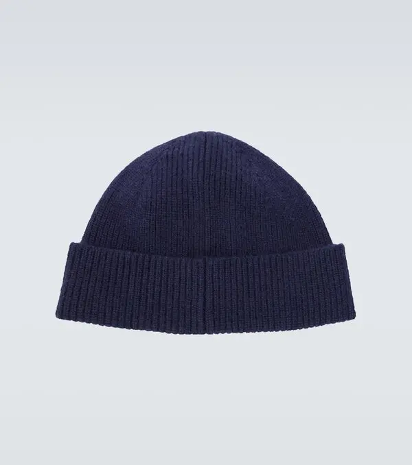Zegna Ribbed Cashmere Beanie - Blue