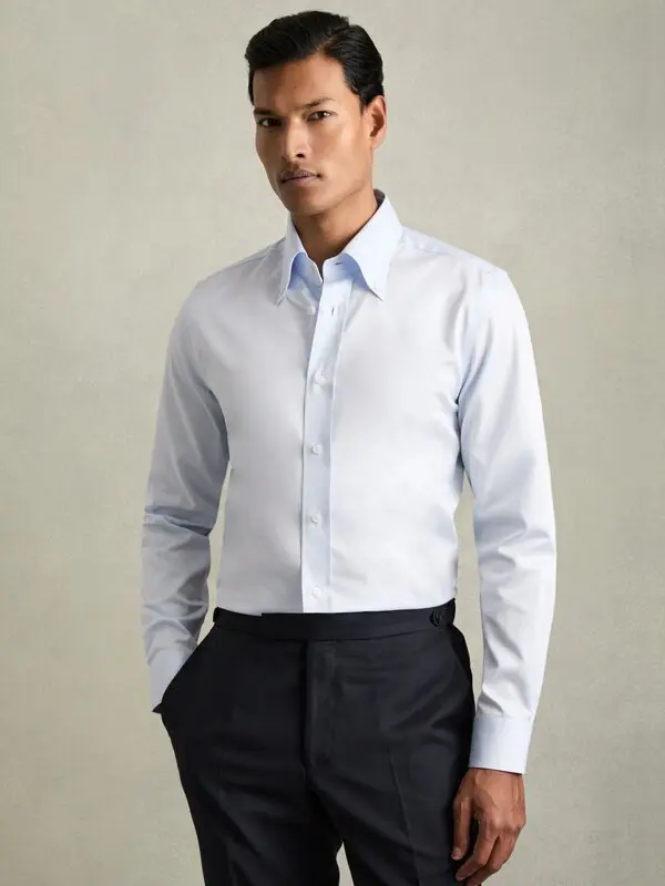 REISS Allora Regular-fit Cotton Button-down Shirt - Soft Blue